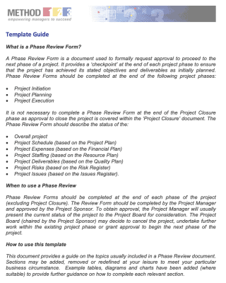 Planning Phase Review Template for Project Managers