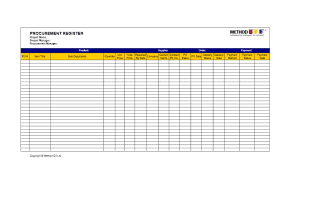 Procurement Register Template for Project Managers