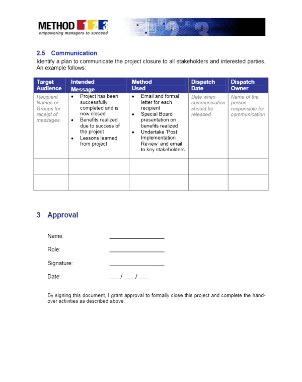 Project Closure Report Template for Project Managers