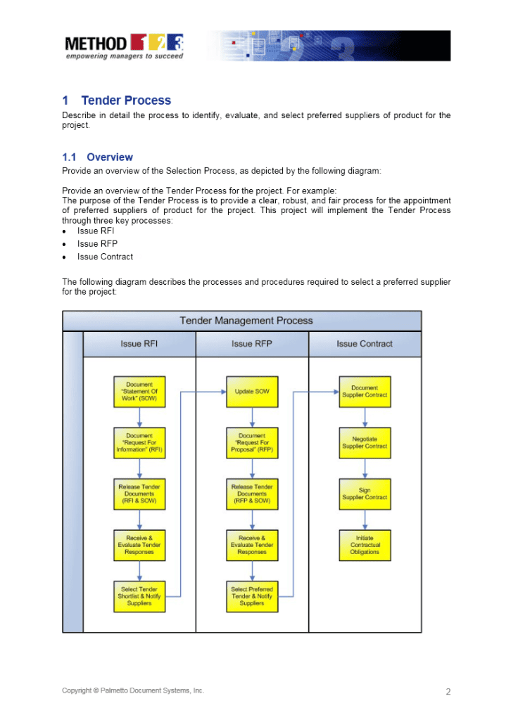 Tender Process Template for Project Managers