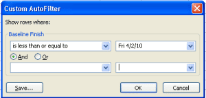 Finding Late Tasks with Microsoft Project Custom Filters