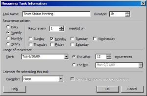Create Recurring Tasks with Microsoft Project