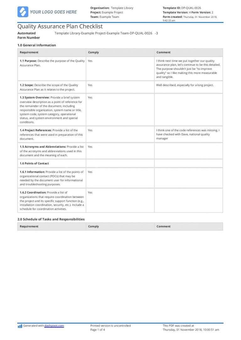 17+ Quality Assurance Plan Templates Word, Google, PDF