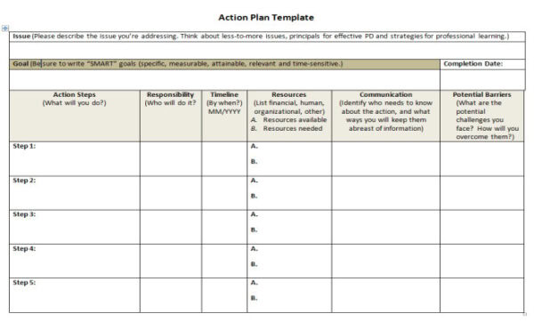 34 Free Action Plan Templates – Google, Word, Excel