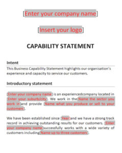42 x Capability Statement Template – Word, PDF