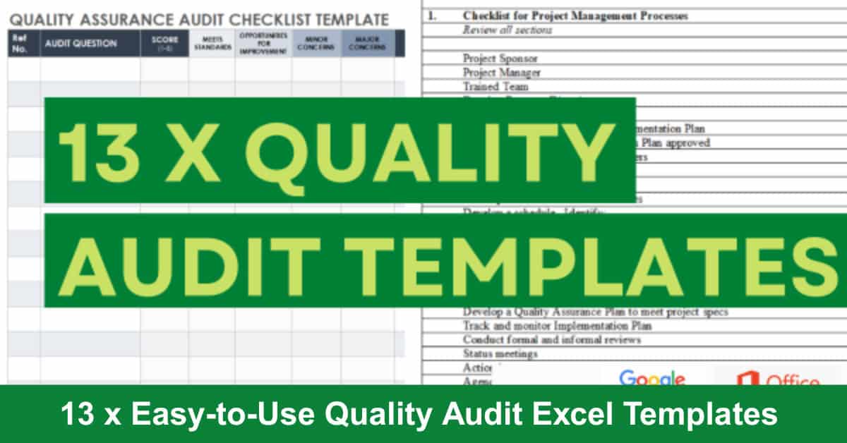 13 x Easy-to-Use Quality Audit Template Excel