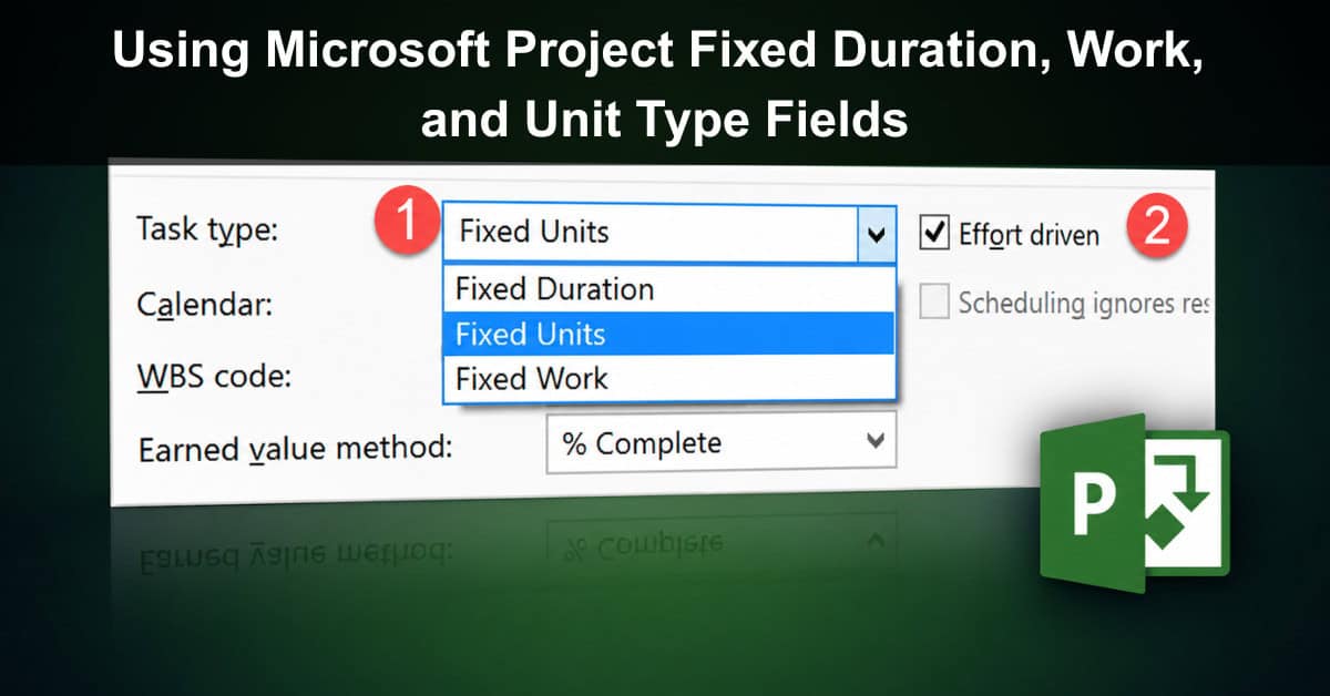 Using Microsoft Project Fixed Duration, Work, and Unit Type Fields